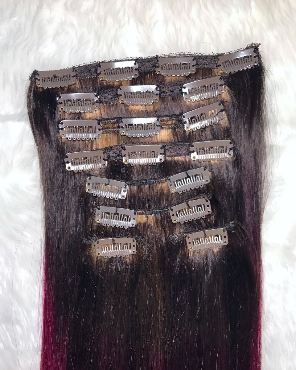 Brown & Pink Clip-in Extensions (Full Set) – Lizzis Lox