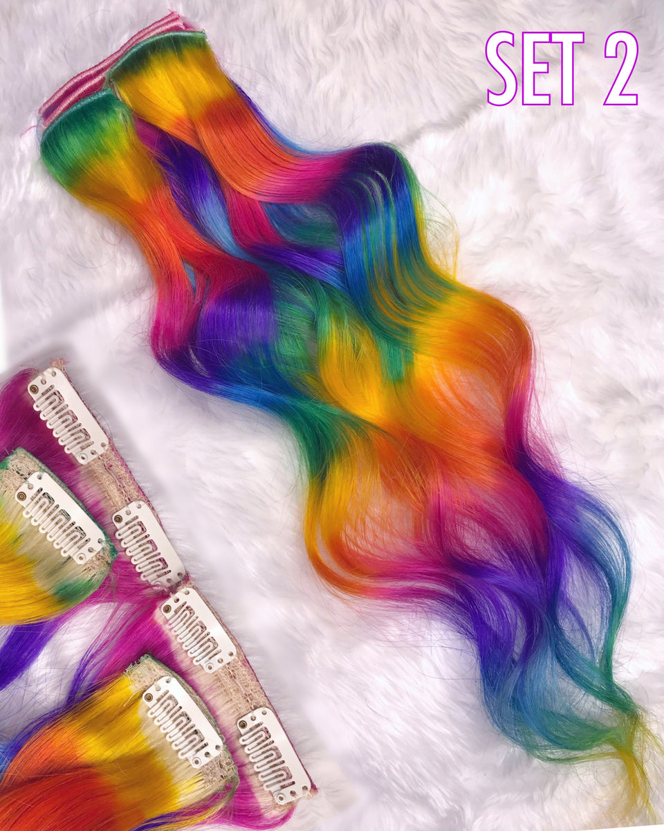 Rainbow Clip-in Extensions (Assorted Sets) – Lizzis Lox