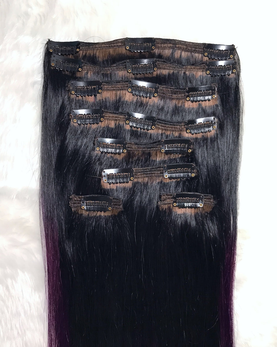 Black & Purple Clip-in Extensions – Lizzis Lox