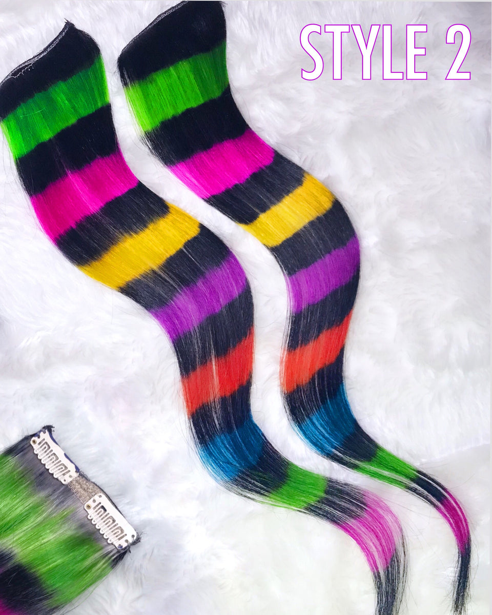 Striped Clip-in Extensions (Assorted Accent Pieces) – Lizzis Lox