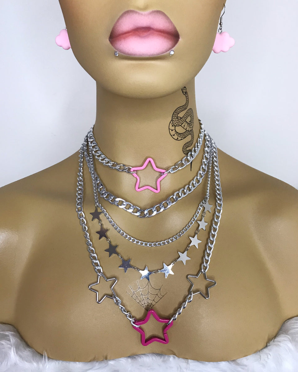 Layered Pink Star Necklace – Lizzis Lox